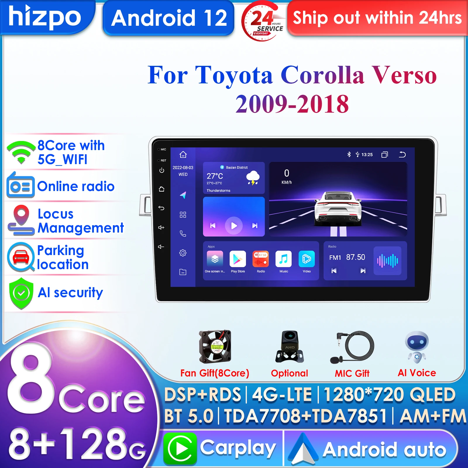 9-4G-WIFI-Car-Radio-For-Toyota-Verso-R20-2009-2018-Wireless-CarPlay ...