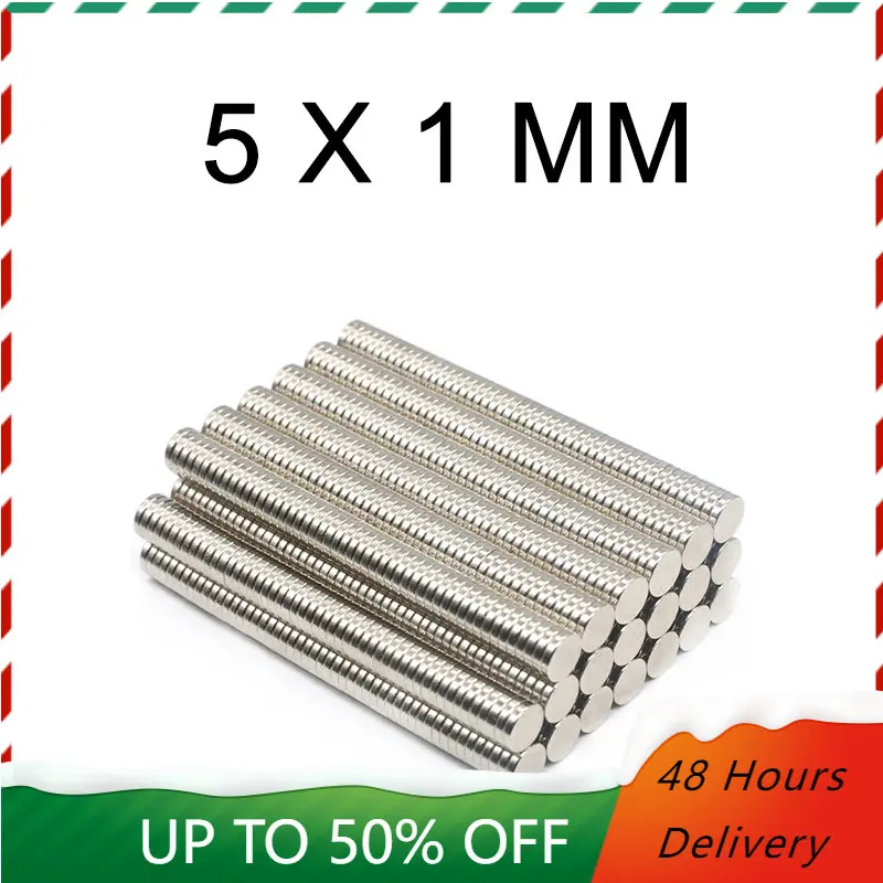 100-200-300-400-500-Pcs-5x1mm-Fridge-Magnet-NdFeB-Neodymium-Magnets-N52 ...