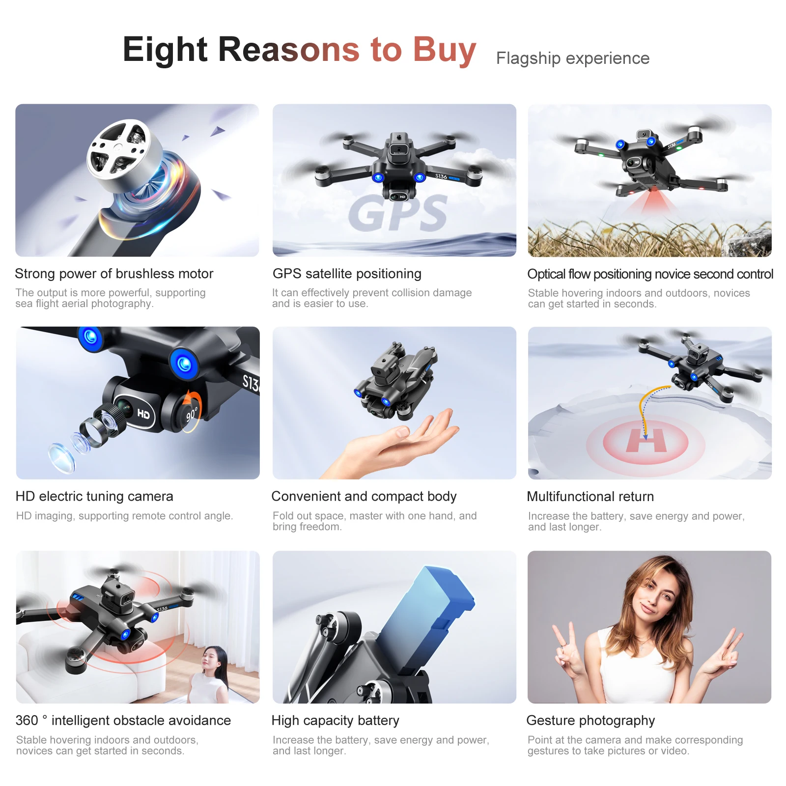 2023 new S136 drone professional 6k dual camera GPS positioning optical ...