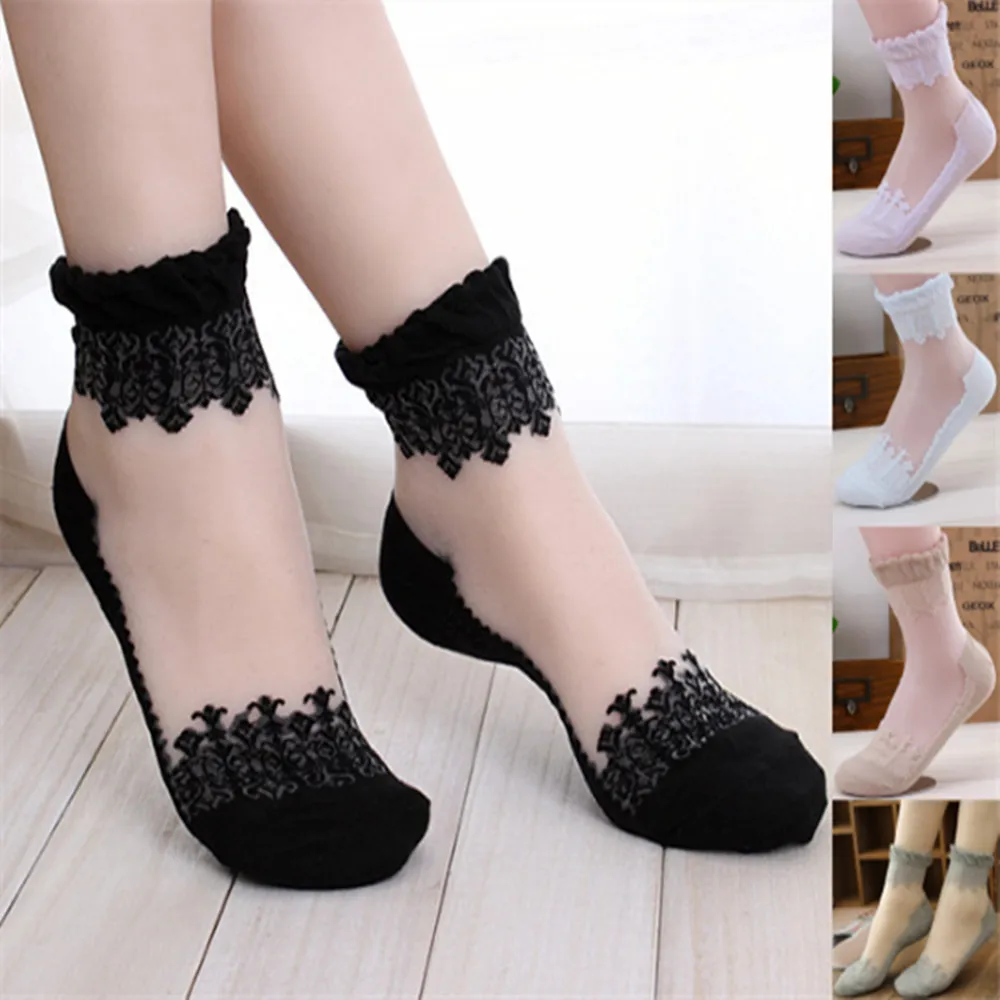 Woman-Lace-short-sock-thin-socks-loafer-Low-Cut-No-Show-Boat-Invisible ...