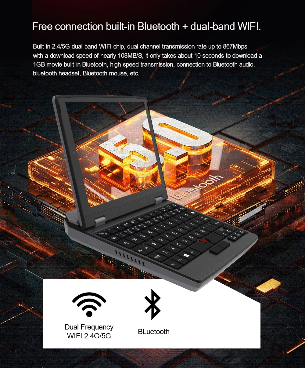 Topton 7 Inch Laptop Touch Screen Ultrabook J4105 J4125 12GB DDR4 Max 2TB Mini Pocket Gaming ...