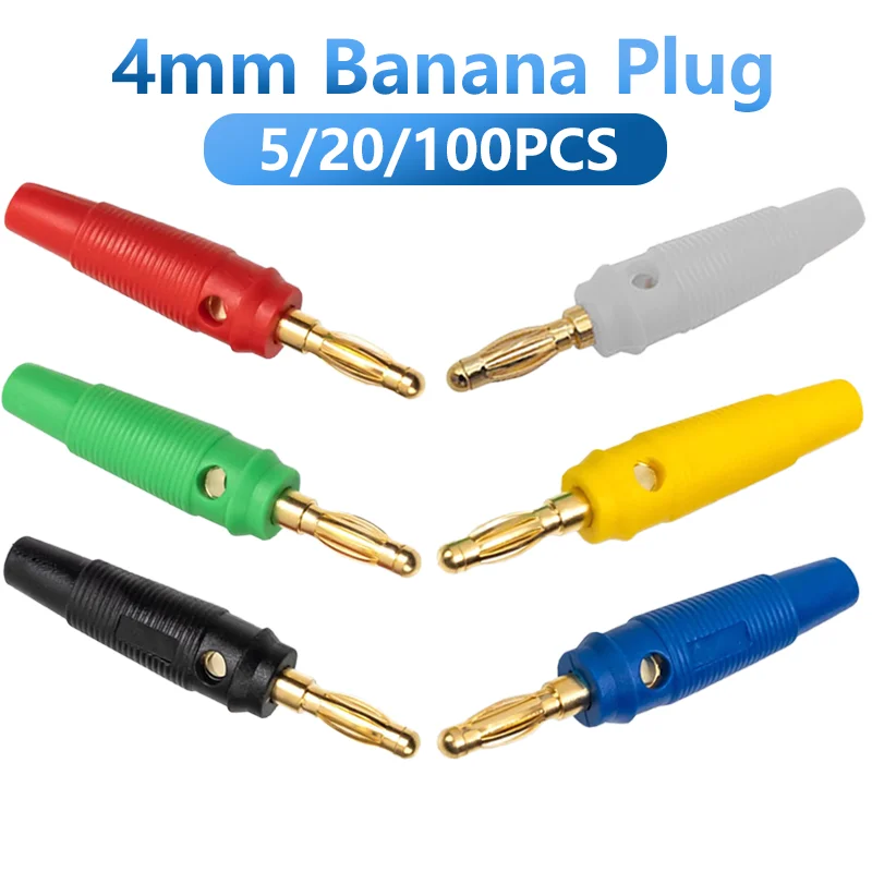 5/20pcs 4mm Plugs Pure Copper Gold Plated Musical Speaker Cable Wire ...