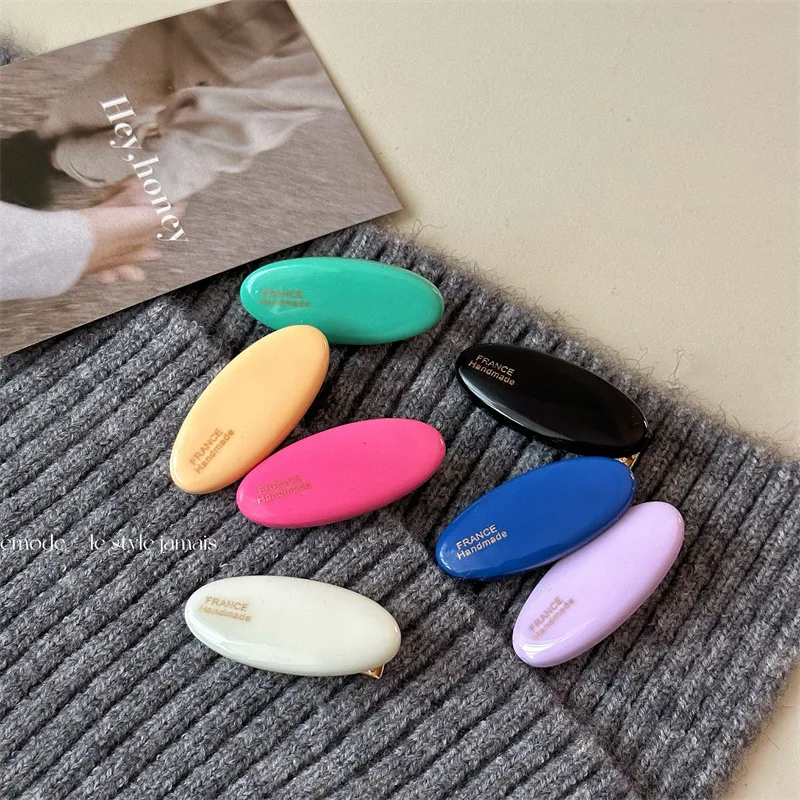 Gold Standard Oval Small Size Bangs Clip Geometric Simple Solid Color ...