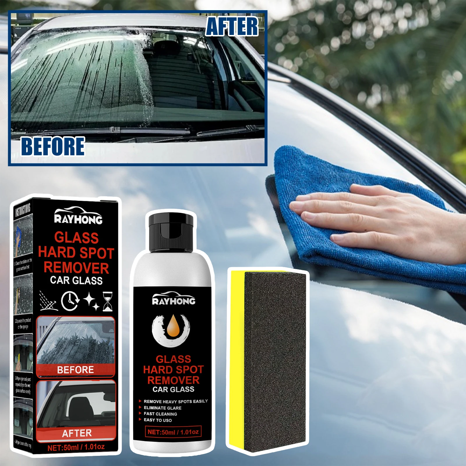 Car-Windshield-Anti-fog-Agent-com-esponja-de-limpeza-Film-Removing ...