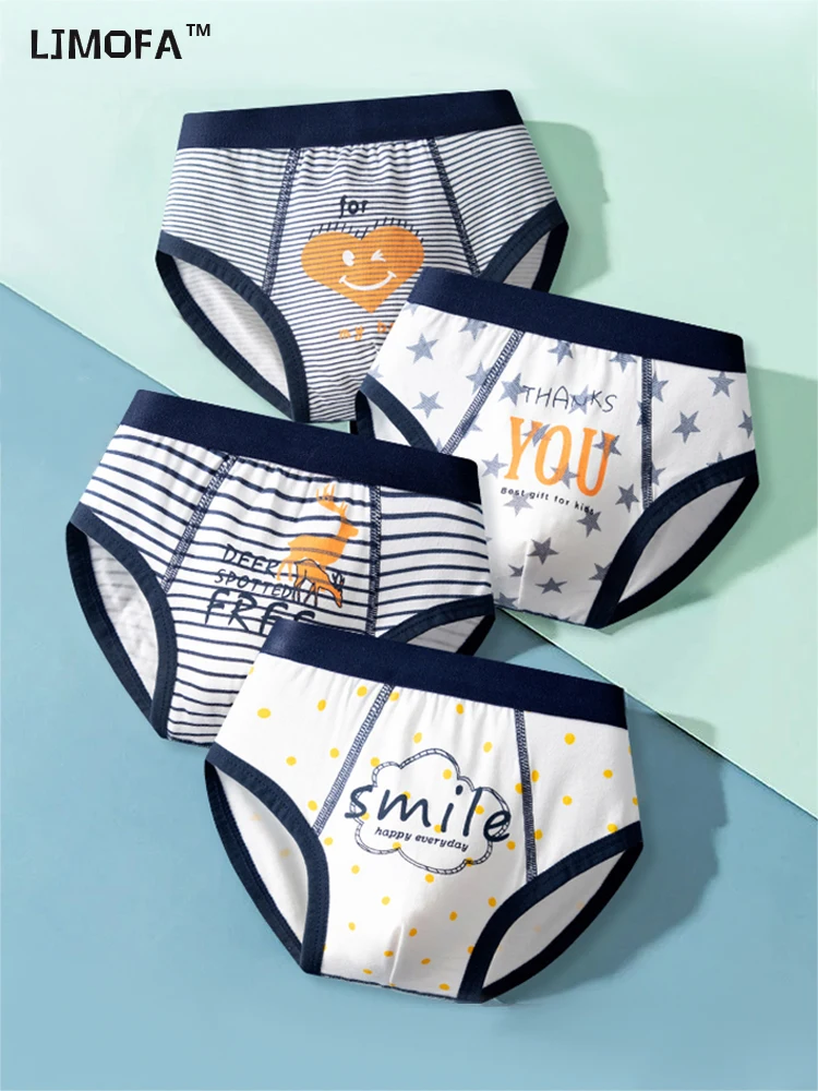 LJMOFA-4pcs-Children-Underwear-for-Kids-Boy-Boxer-Briefs-Cute-Stripped ...