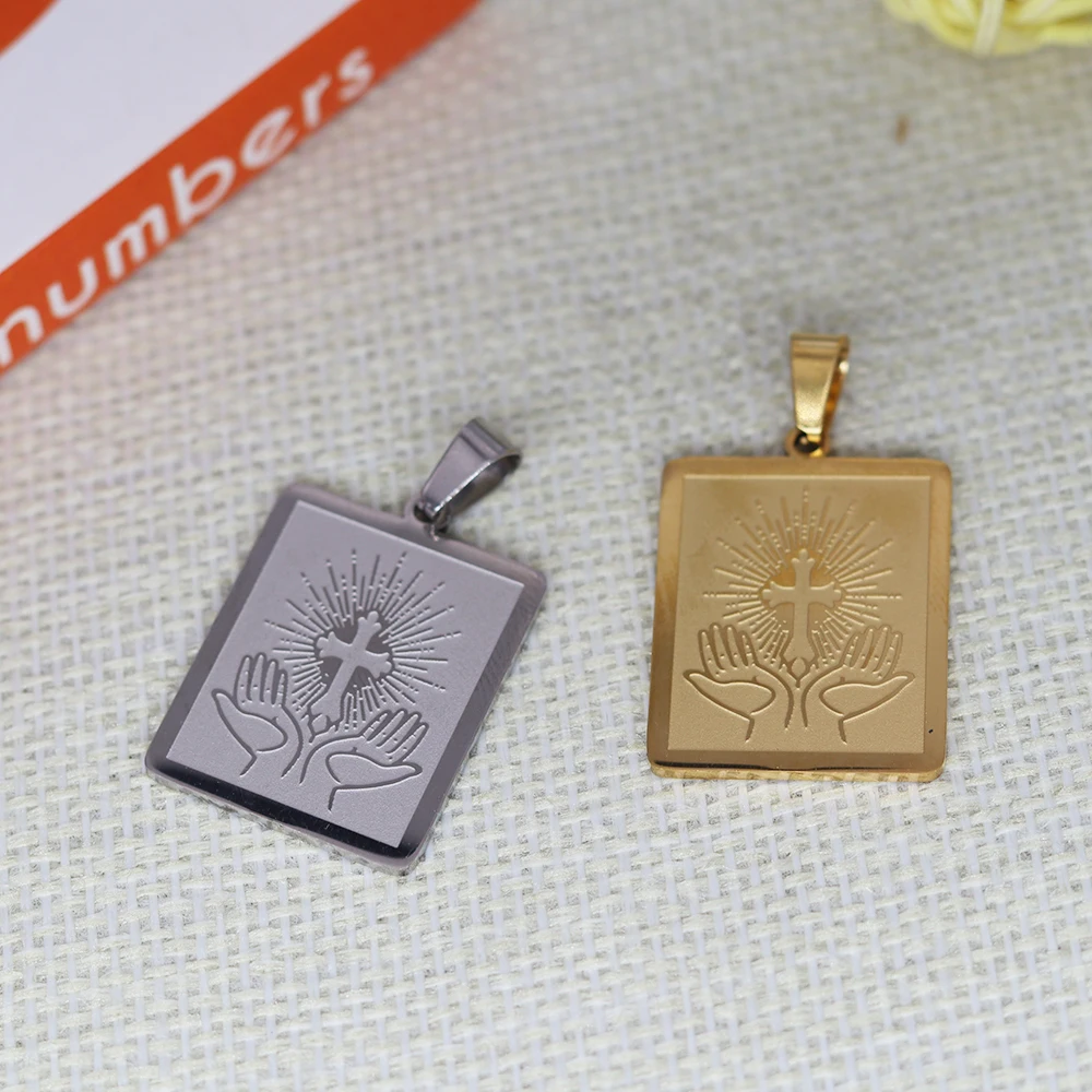 2pcs-Lot-Stainless-Steel-Hands-and-Cross-Praying-Pendants-Earrings ...