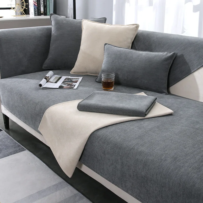 Chenille-Sofa-Cover-for-Living-Room-Non-Slip-Solid-Color-Sofa-Cushion ...