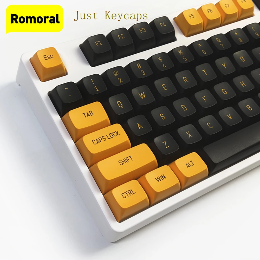 149 Key Pbt Double-shot Black Yellow Csa Profile Keycaps Diy English ...
