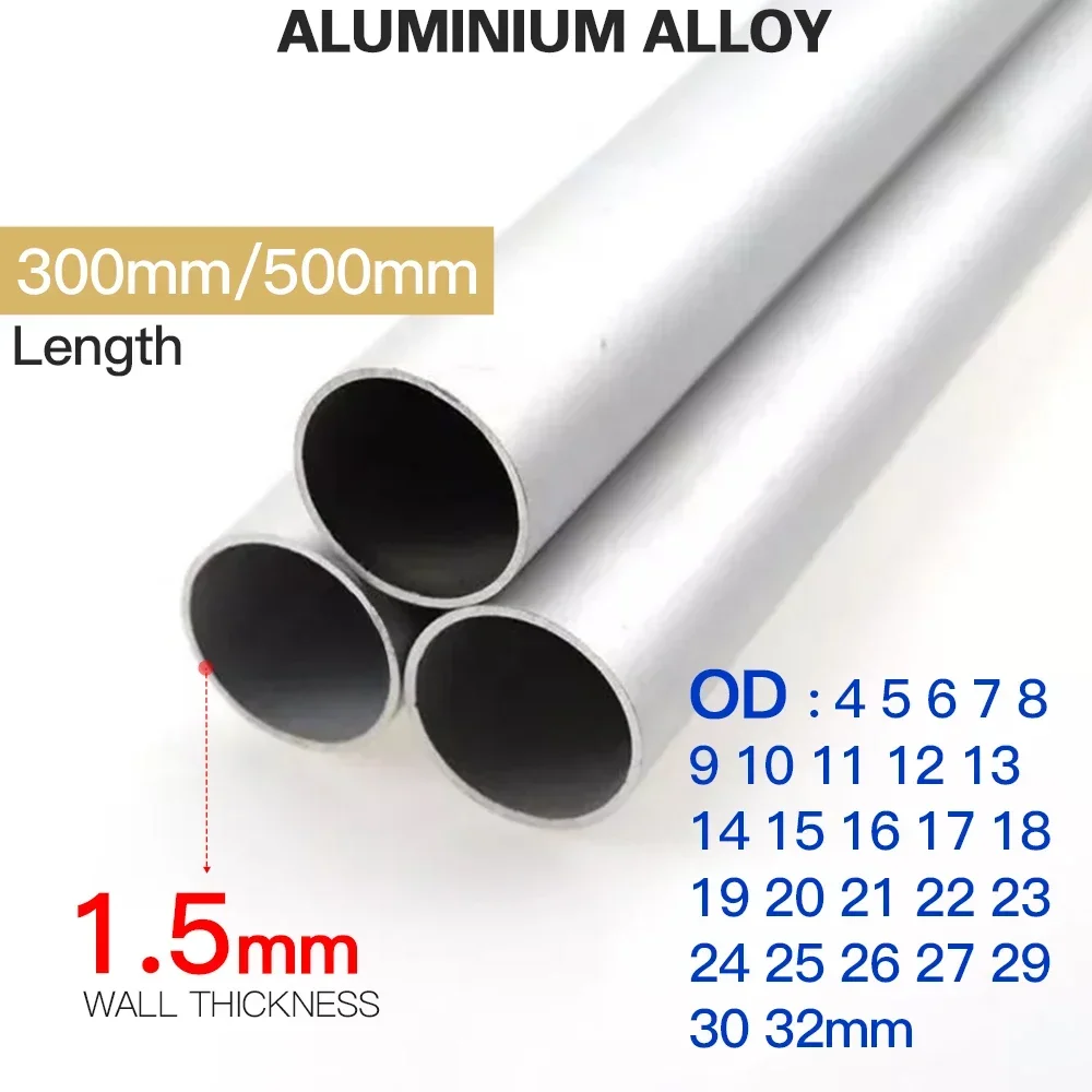 Aluminium-Pipe-1-5mm-Thickness-4-32mm-OD-Straight-300mm-500mm-Long ...