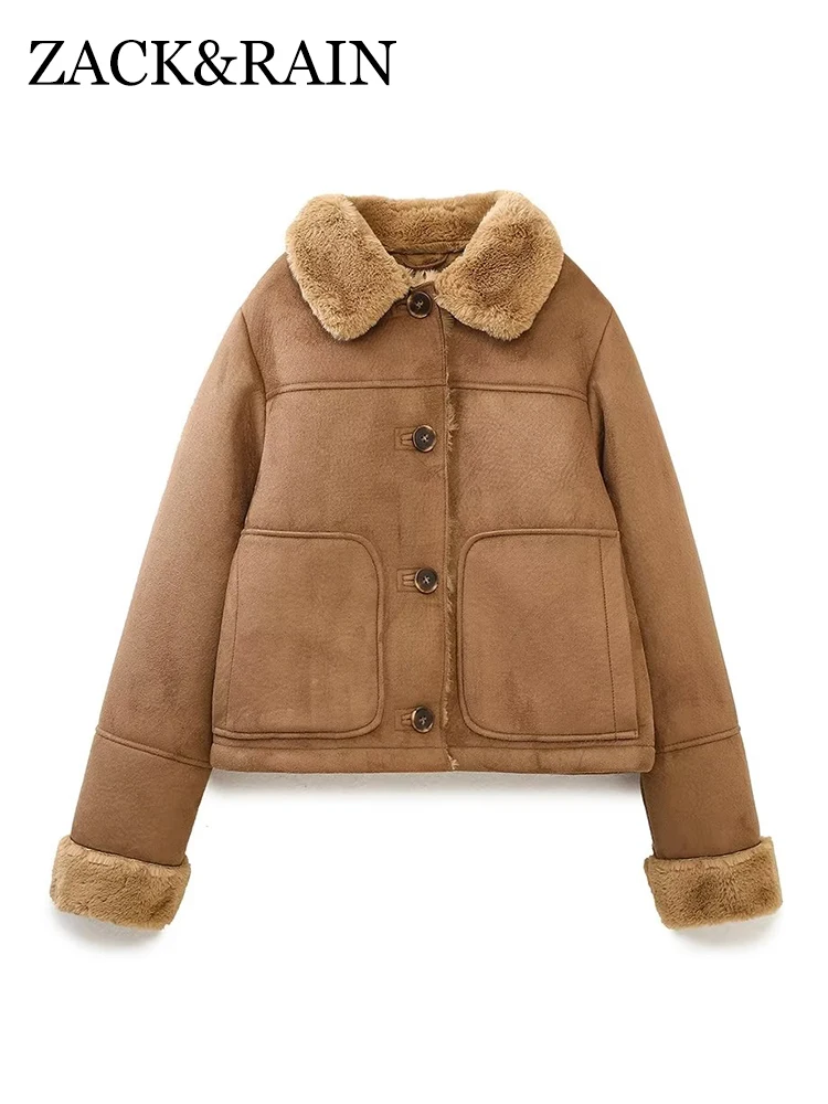 ZACK-RAIN-Women-Faux-Fur-Brown-Jacket-2022-Autumn-Winter-Ladies-Warm ...