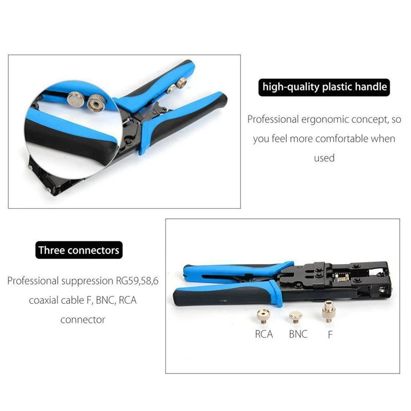 5SQ-5082R - Pince à sertir multifonction à Compression coaxiale BNC-RCA-F, pour Extrusion de ...
