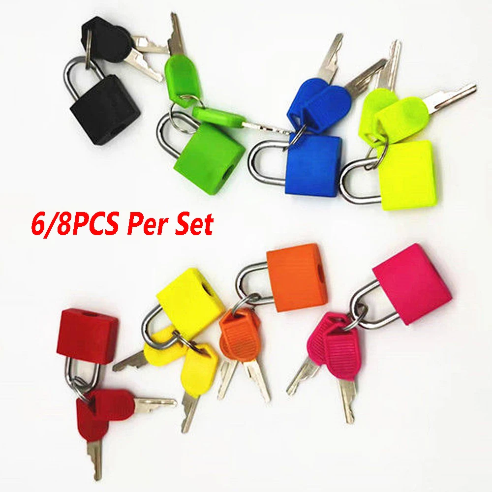 6-8PCS-Mini-Padlock-with-2-Keys-Colorful-Baggage-Lock-Zinc-Alloy-Travel ...