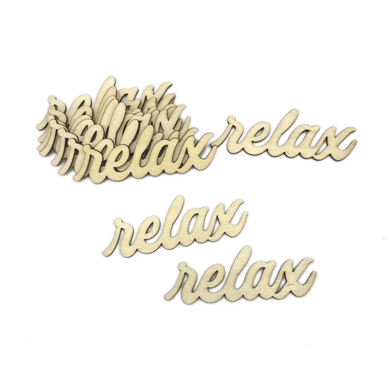 10pcs 10cm Relax Script Word Wood Sign- Wooden Letter Words- Laser Cut ...
