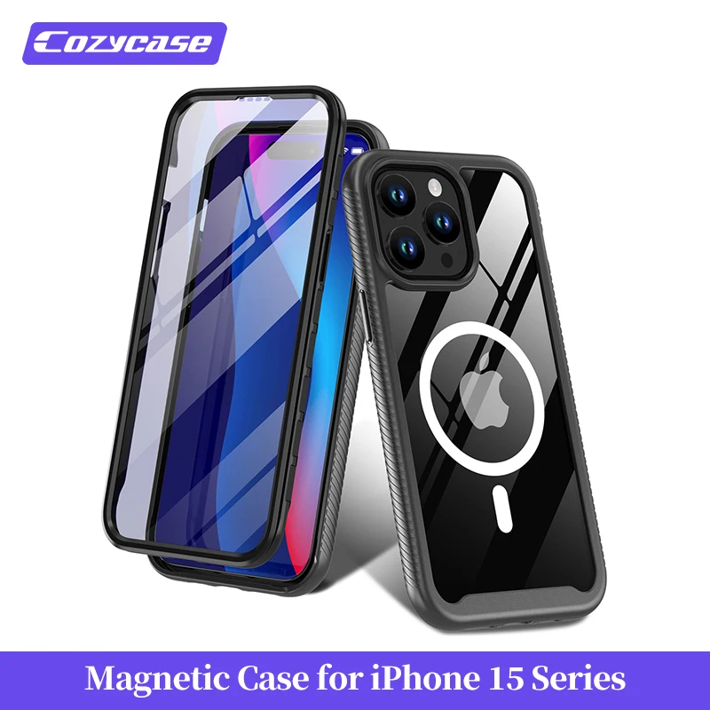 Cozycase-Magnetic-Phone-Case-for-iPhone-15-Pro-Max-Plus-Full-Body-Shockproof-With-Screen ...