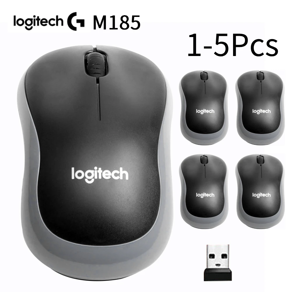 1-5Pcs Logitech M185 Wireless Mouse Silent Optical Mice 3 Buttons ...