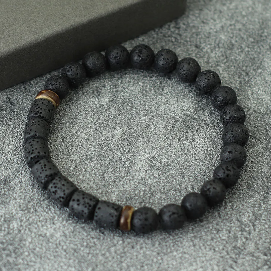 Simple-Style-Mens-Bracelet-Beaded-Natural-Volcanic-Rock-Chakra-Braslet ...