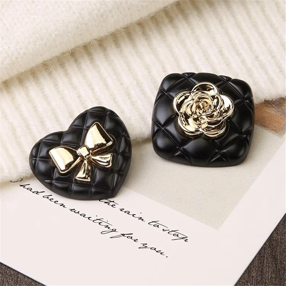 FCXDG-10pcs-Beautiful-Black-Heart-Buttons-for-Clothing-Fashion-Square ...
