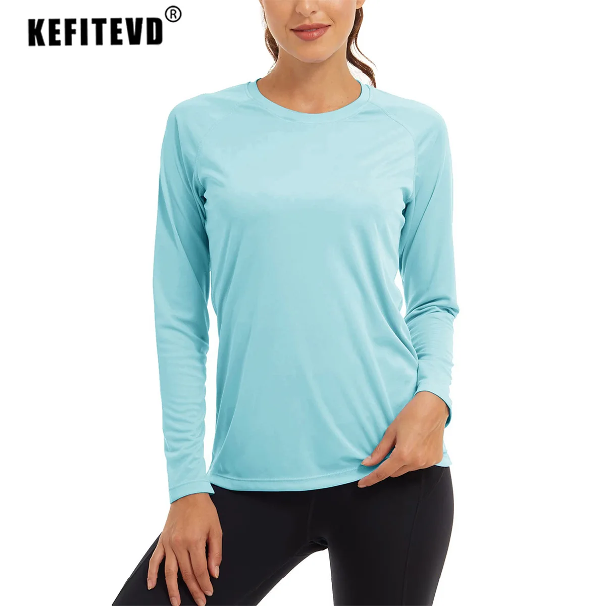 KEFITEVD Women UPF 50+ UV Sun Protection Long Sleeve T-shirts Gym Fitness Running T Shirt Quick ...