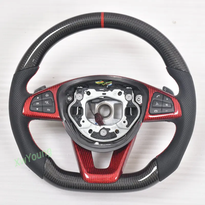 100-Real-Carbon-Fiber-Steering-Wheel-For-Mercedes-Benz-W176-W204-W205 ...