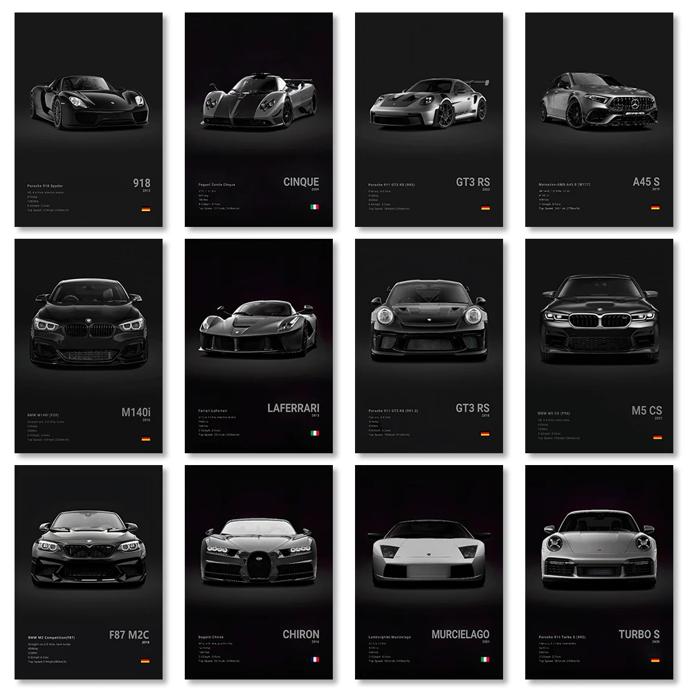 Famous-Cars-M5-918-GT3-Canvas-Wall-Art-Print-Poster-G63-STO-SLS ...