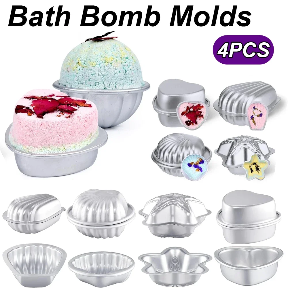4PCS/Set Bath Bomb Molds Aluminum Alloy Ball Sphere Soaps Candle Cake ...