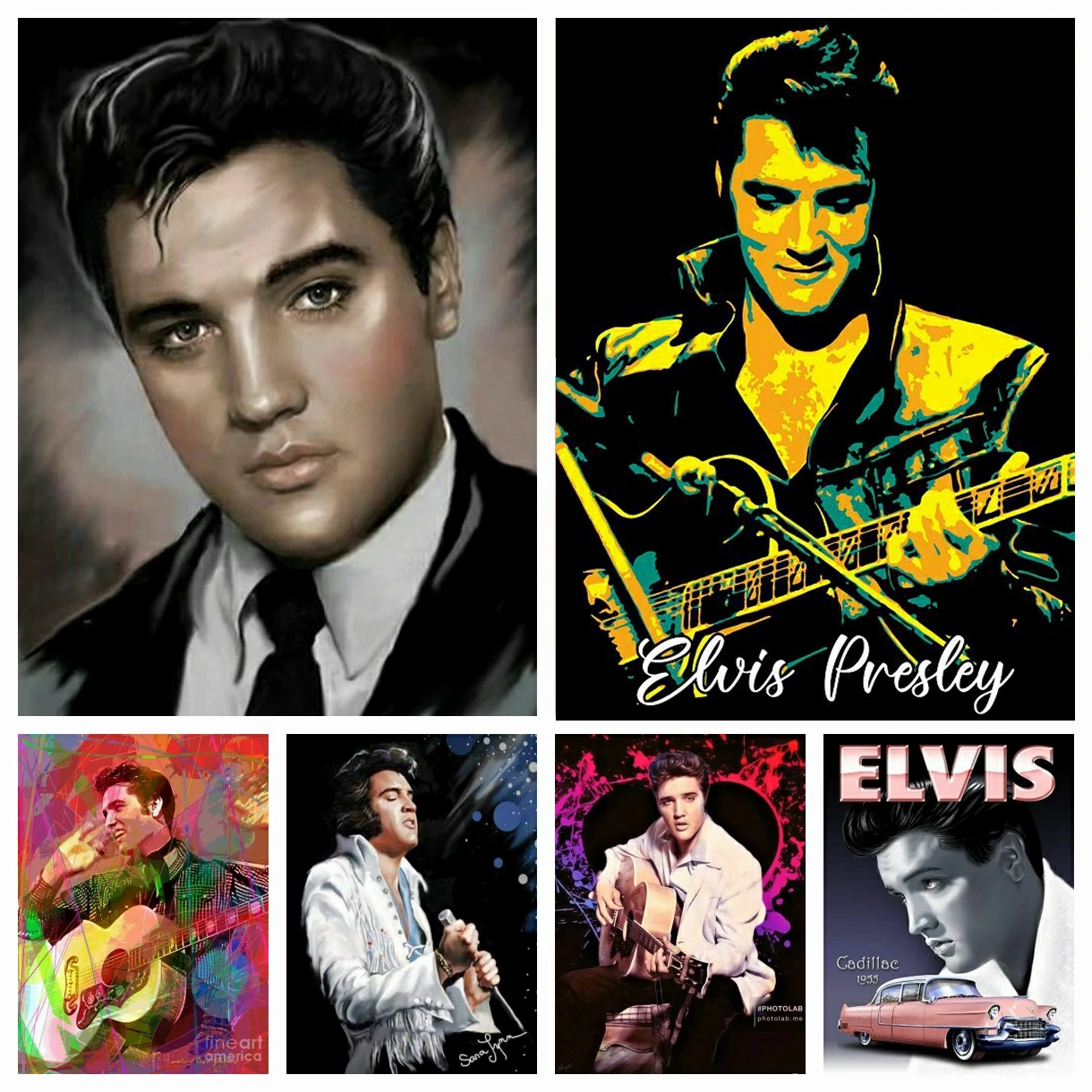 5d Diy Diamond Mosaic Embroidery Elvis | Diy Diamond Painting Elvis ...