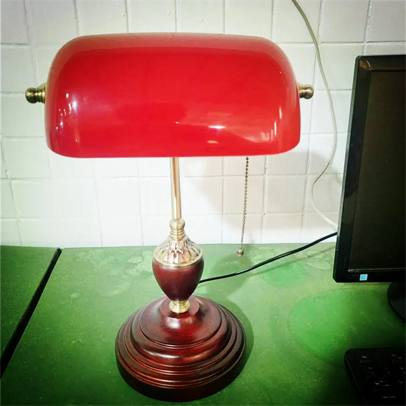 Retro-Literary-Classical-Banker-Table-Lamps-Emerald-Green-Glass-Red ...