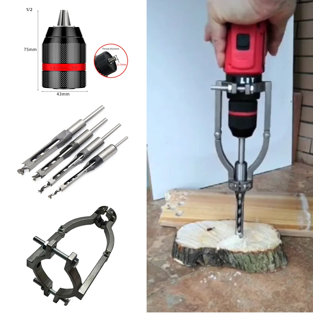 Square-Hole-Drill-Woodworking-Drill-Tools-Auger-Mortising-Chisel-Drill ...