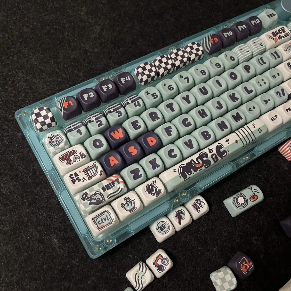 Green-Moa-Keycaps-Spherical-Hand-Painted-Checkerboard-Houndstooth-Pbt ...