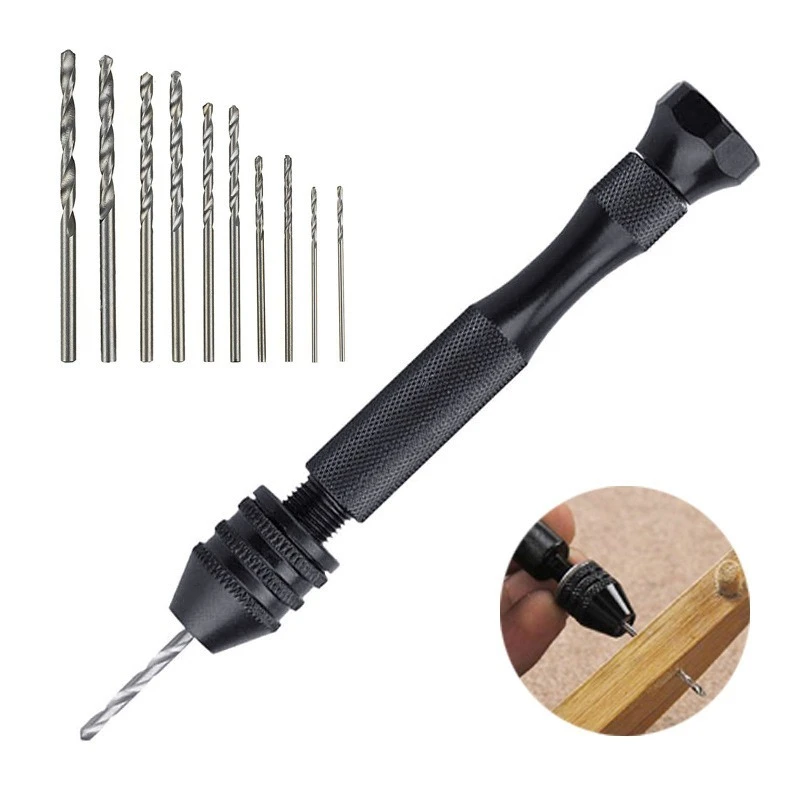 Mini Micro Aluminum Hand Drill With Keyless Chuck HSS Steel Twist Drill ...