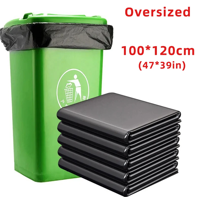 5PCS-Disposable-Thickened-Oversized-Black-Trash-Bags-Heavy-Dust-Trash ...