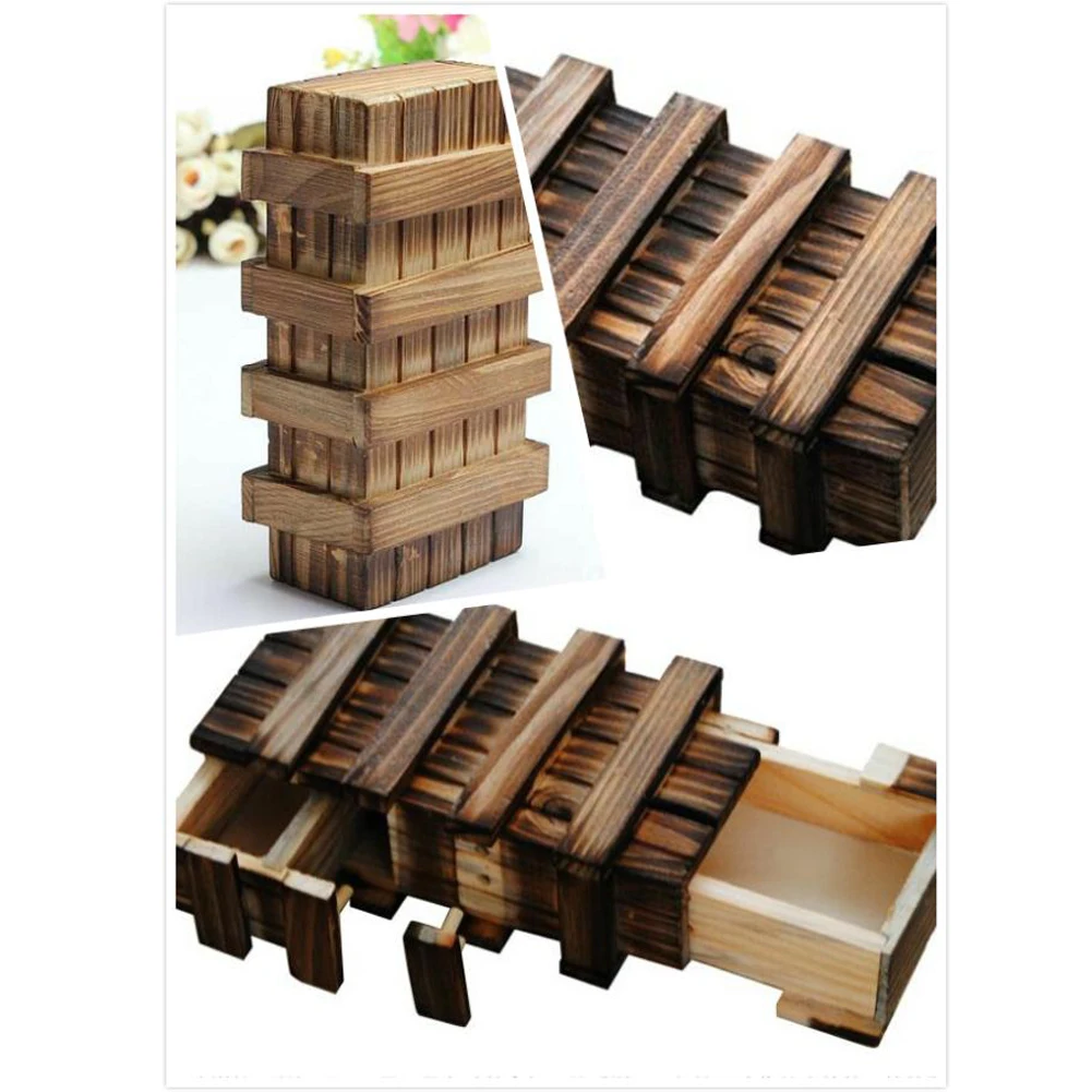 Vintage-Wooden-Puzzle-Box-with-Secret-Drawer-Magic-Wood-Compartment ...