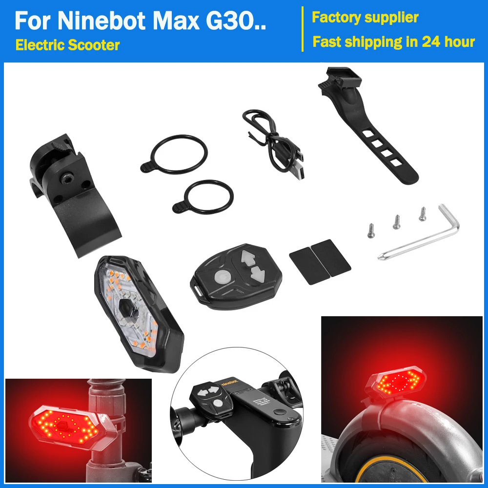 Universal LED Warning Turn Signal Light Rear Tailight For Ninebot Max ...