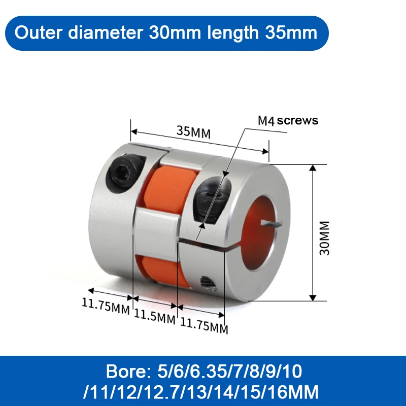 Acopladores de eje D30L35, Conector de Motor Flexible de ciruela de aluminio, acoplamiento de ...