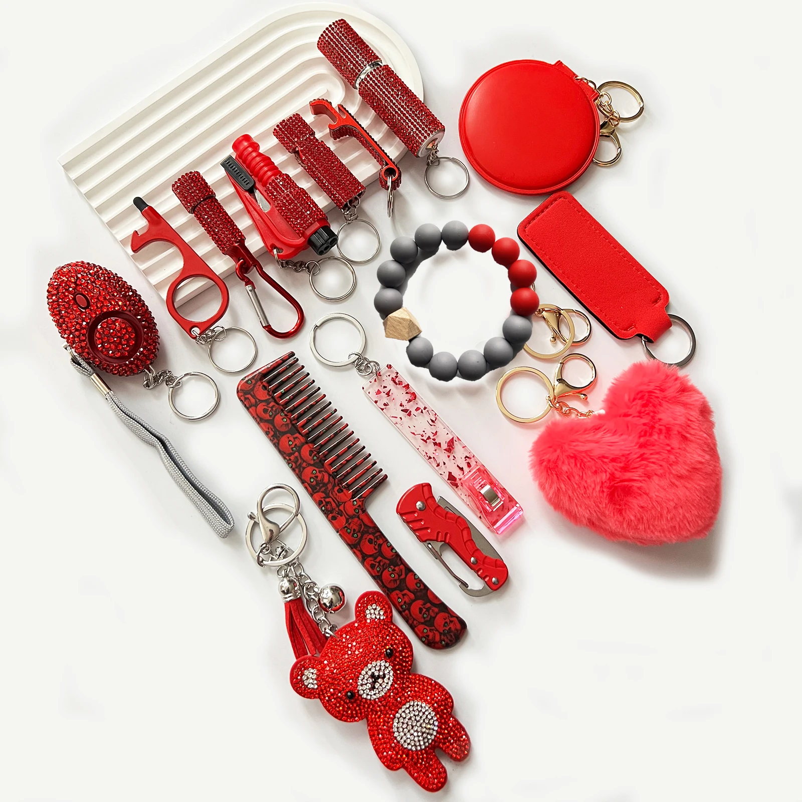 15Pcs/Set Rhinestone Self Defense Women Keychains Personal Safety ...