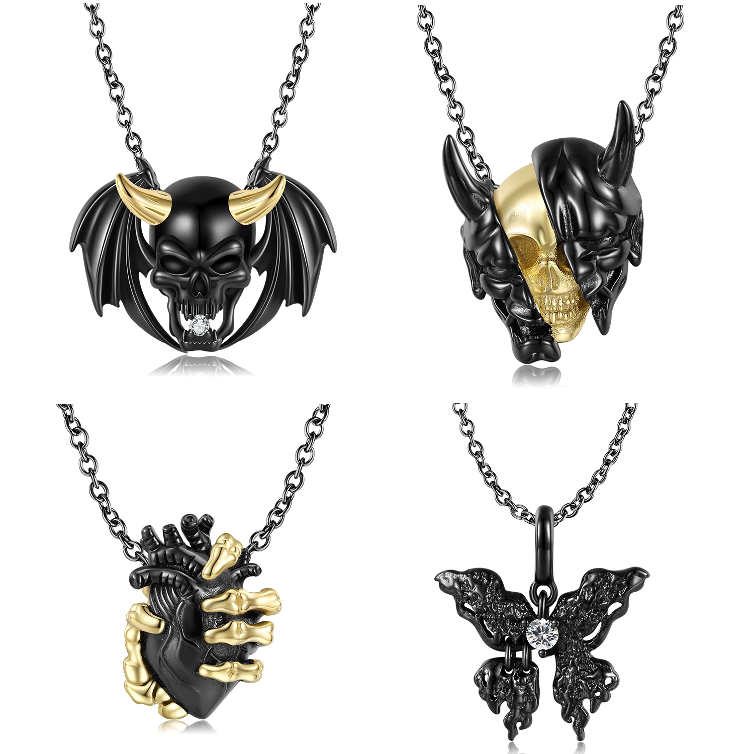 Jiuhao 925 Sterling Silver Halloween Black Devil Wing Butterfly ...