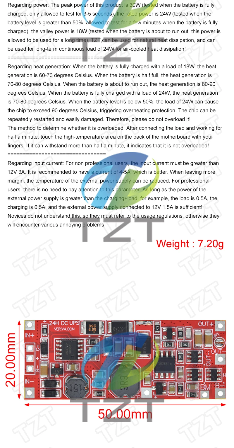 TZT DC 12V/15V 24W 1A UPS Power Supply Module Uninterruptible Power ...