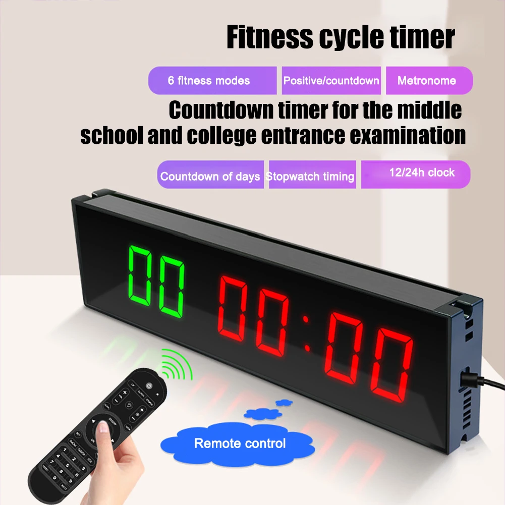LED-Gym-Timer-Digital-Countdown-Clock-Stopwatch-Wireless-Remote-Control ...