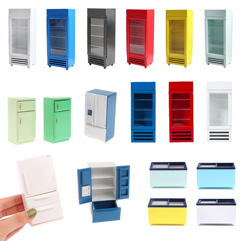 Casa de muñecas en miniatura para niños, nevera, congelador, dormitorio ...