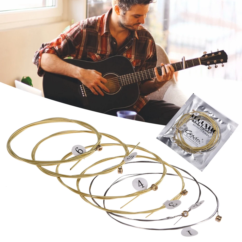 6pcs-set-Universal-Acoustic-Guitar-String-Brass-Hexagonal-Steel-Core ...
