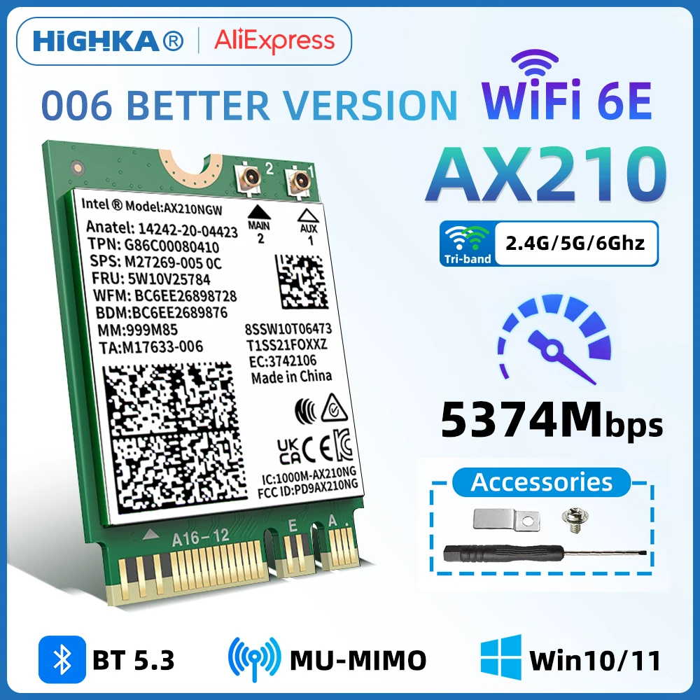 AX210NGW-WiFi-Card-WiFi6E-6GHz-Tri-Band-Network-Card-Bluetooth-5-3 ...