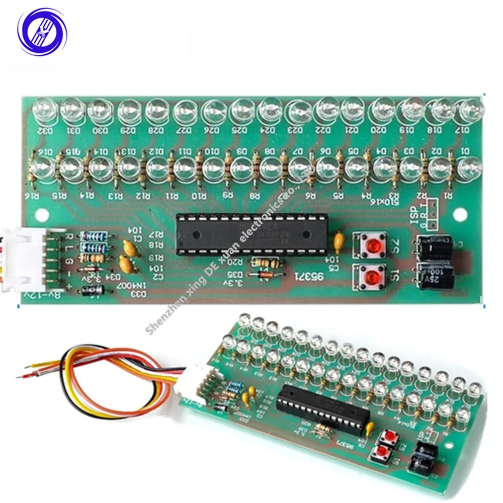 MCU-Adjustable-Display-Pattern-LED-VU-Meter-Level-Indicator-Amplifier-Audio-16-LED-Dual-Channel ...