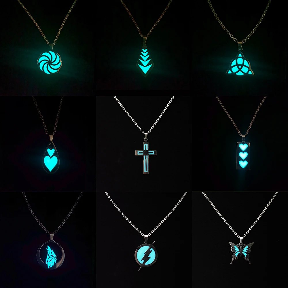 Glow-In-The-Dark-Necklace-for-Men-Stainless-Steel-Punk-Necklaces ...