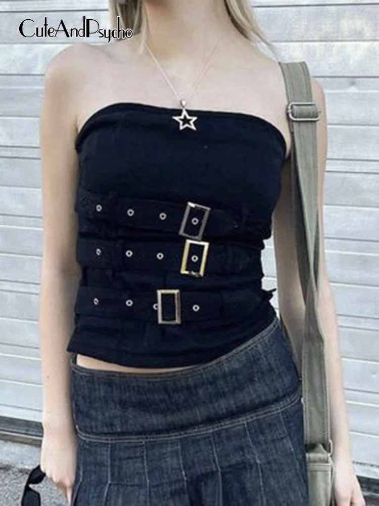 Cuteandpsycho-Tops-de-tubo-g-ticos-con-hebilla-para-mujer-ropa-de-Club ...