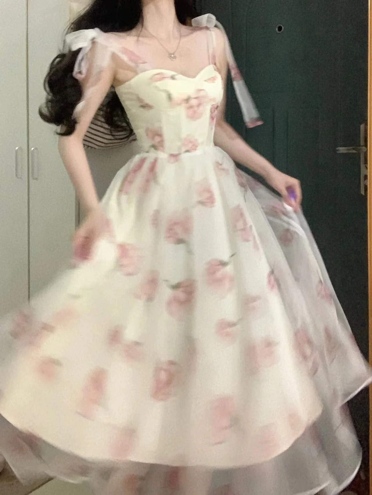 Doce-elegante-floral-cinta-vestido-feminino-causal-moda-coreano-longo ...