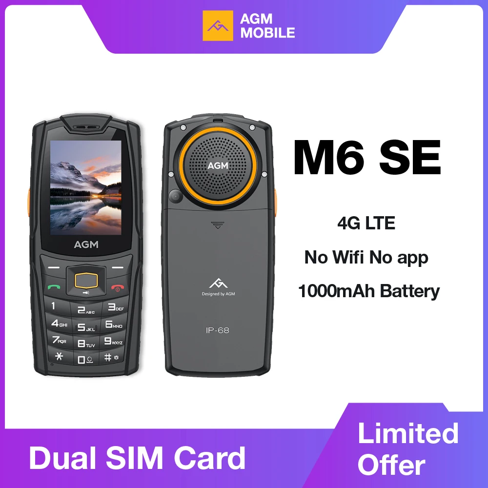 AGM M6 SE Rugged Phone - Loud 103dB Speaker, 2.4" Screen, 4G Dual SIM ...