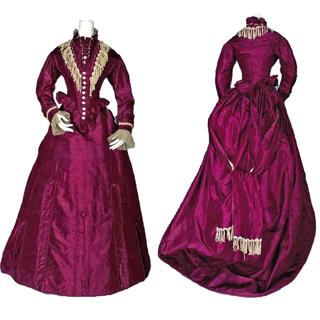 1870s Victorian Edwardian Cosplay Dinner Dress Adult Women Vintage ...