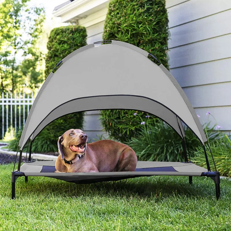 Raised-Breathable-Mesh-Pet-Bed-with-Canopy-Portable-Pet-Cot-for-Camping ...