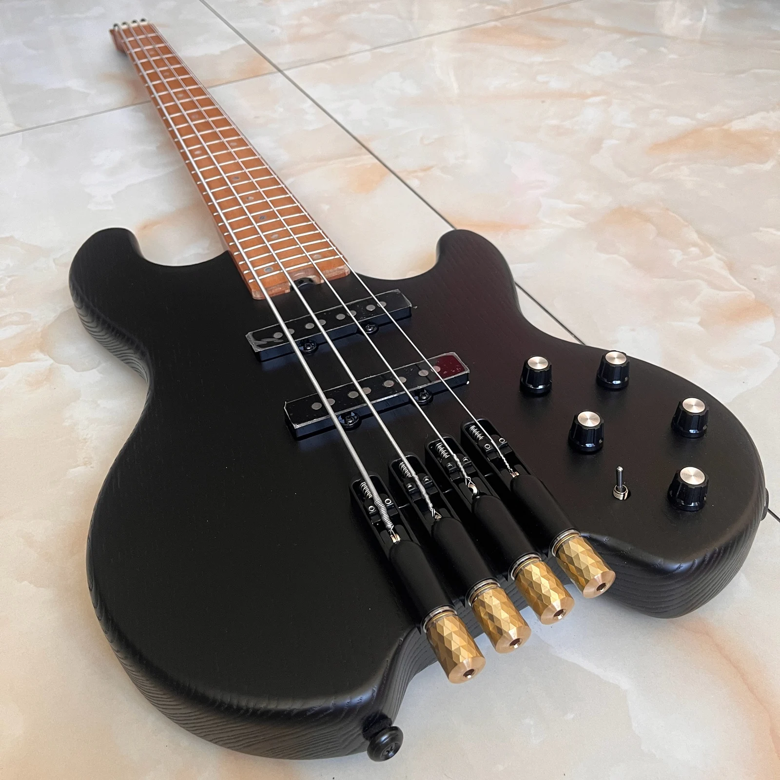 4-String-Headless-Bass-Guitar-ASH-Body-Roasted-Maple-Neck-Active-Pickup ...