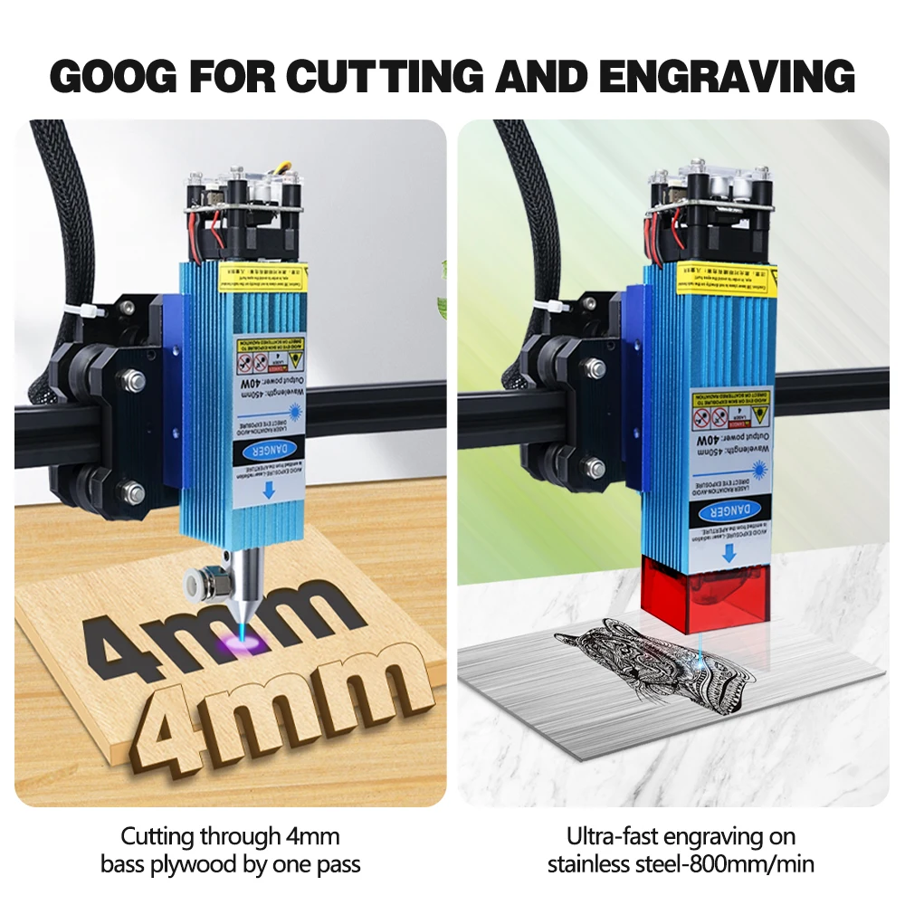 40W Lézermodul 450 Nm Ttl/Pwm Lézerfej, Fac Technológia, Metszet Fém Fa ...